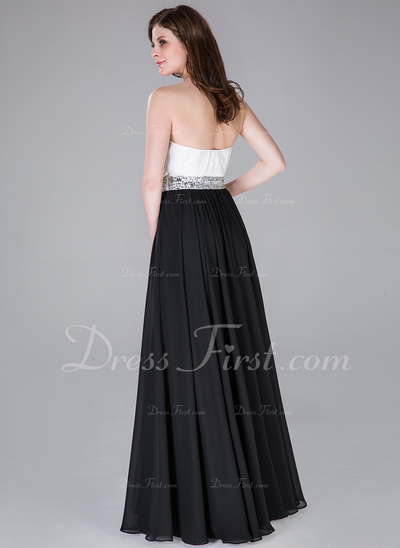 A-Line/Princess Sweetheart Floor-Length Chiffon Prom Dresses With ...