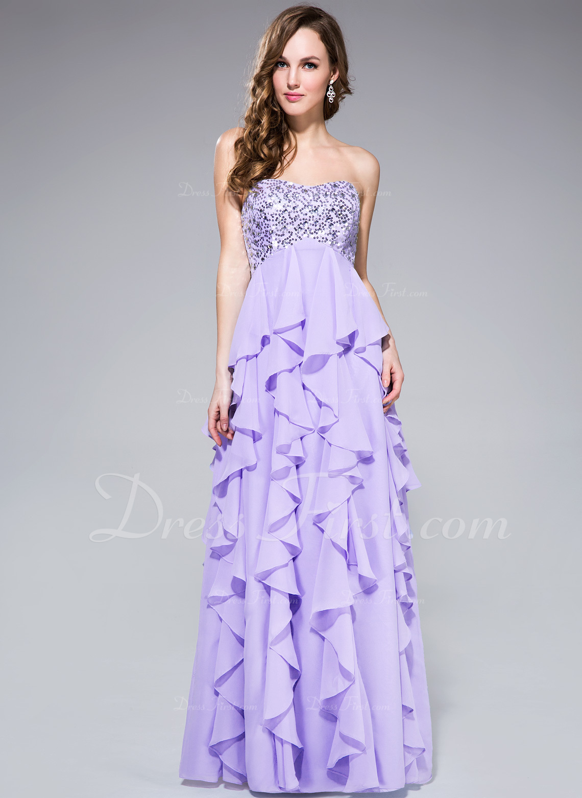 Keizer Liefje Vloer lengte De Chiffon Galajurk met Kralen pailletten ...